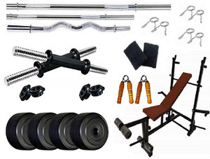 VENOM 18 kg Total Home Gym 18 Kg. Weight Plates with 8in1 Bench & 2 ...