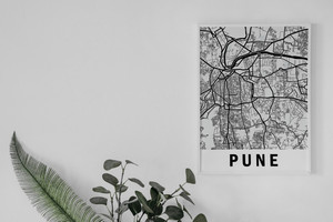 Pune Map Poster | Wall Hangings | A2 Map Poster | White Framed Paper ...