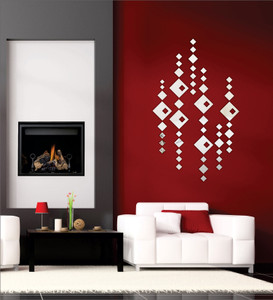wall1ders 120 cm Diamond Shape Silver (Pack of 50) 3D Acrylic Sticker ...