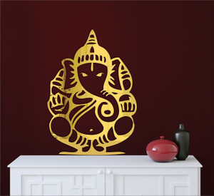 wall1ders 60 cm 3D Acrylic 3D Mirror Sitting-Ganesha golden (pack of 1 ...