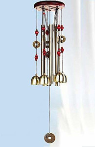 Sanol Presents brown 5 bell Wind Chime Brass Metal Pipe Bell Aluminium ...