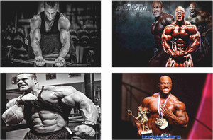 Body Builders Motivational Combo Poster Set of 4 Posters With Gloss ...