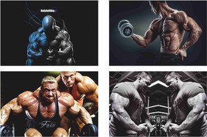 Body Builders Motivational Combo Poster Set of 4 Posters With Gloss ...