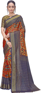 Buy Sariya Printed Ikkat Brasso Red, Blue Sarees Online @ Best Price In ...