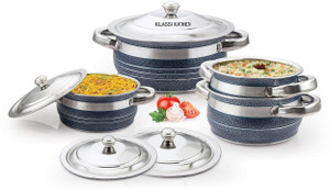 Klassi Kichen by Mahavir Stainless Steel 4 Pcs Handi Set with lid -Blue ...