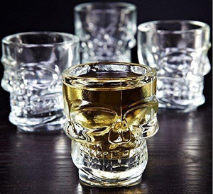 Khushi (Pack of 6) Skull Face Heavy Base Crystal Rocks Whiskey Glasses ...
