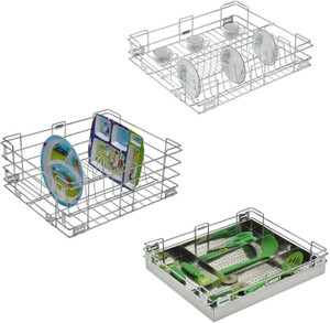 SMART SLIDE Utensil Kitchen Rack Steel 15 x 18 Inch Pack of 3 Stainless ...