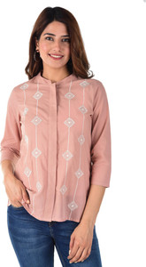 KIZI Women Embroidered Casual Pink Shirt - Buy KIZI Women Embroidered ...
