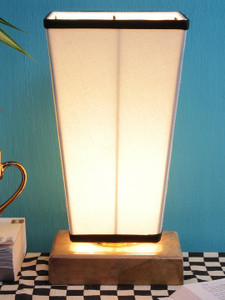 Devansh Pyramid cotton shade with Square wood Base Table Lamp Price in ...