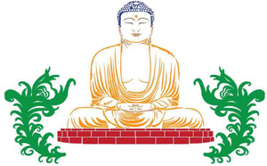BRITISH TERMINAL 60 cm Lord Gautam Buddha Self Adhesive Decorative Wall ...