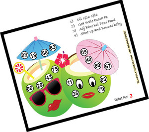 Tambola Tickets Summer Coconut Beach Songs tambla theme Ticket (Set of ...