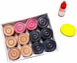 HK Sport & Toys 6mm Wooden Carrom Coins Set (Pack of 24) with Stricker ...