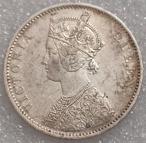 ANTIQUEWAY 1875 SILVER ONE RUPEE DOT BOMBAY MINT VICTORIA QUEEN BRITISH ...