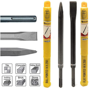 Homdum 14 x 250mm 14 x 250 SDS Plus Shank Flat Bull Point Chisel 2pc ...