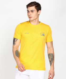 Seven By MS Dhoni Sporty Men Round Neck Yellow T-Shirt - Buy Seven By ...