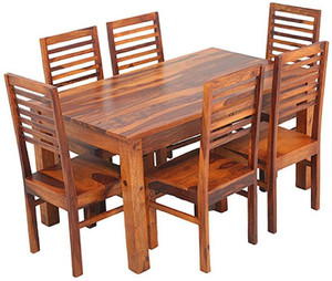 Custom Decor Solid Wood TOP 7 Dining Table Set Natural Teak Finish ...
