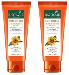BIOTIQUE Sunscreen - SPF 50 PA+++ SUN SHIELD BIO SUNFLOWER MATTE GEL ...
