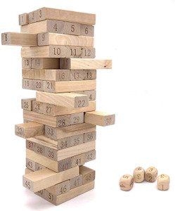 Viradiya's Classic Timber Tower Wood Block Stacking Game, 51pcs ...