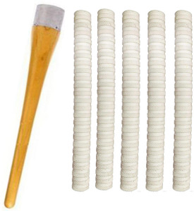 Y2M Set of 5 Cricket Bat White Grip (VK) + One Wooden Grip Cone Gripper ...