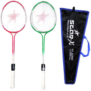 Star X Double Shaft MultiColor Badminton Racket with Cover Badminton ...