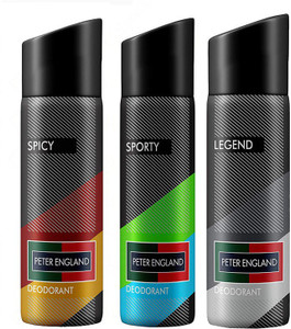 PETER ENGLAND Spicy, Sporty & Legend Deo Pack of 3 Body Spray - For Men ...