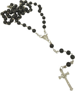 Airtick Black 6mm Stone Rosary Lord Holy Christ Jesus Cross Isa Masih ...