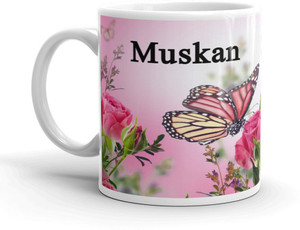 Vrantikar Muskan Name Pink Flower & Butterfly Printed Gift For ...