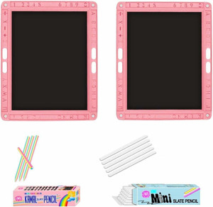 QBIC Set of 2 Double Sided Slates with Pencils, Slate and Pencils for ...