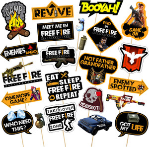 ZYOZI 23 Pcs Free Fire Photo Booth Props with Stick, Firefighter Theme ...