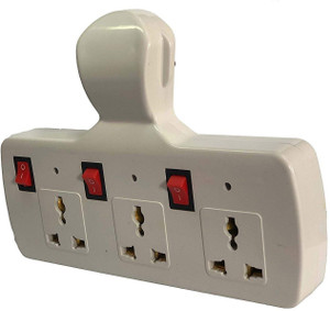 HVG TRADERS 3 Pin Plug 2 Way ABS Plastic 3+3 Multiplug Universal Socket ...