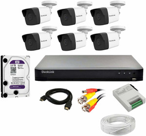 DeckLink 5 MP FHD CCTV Camera Full Set 6 Bullet Camera , 8Ch Dvr Full ...