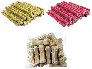 PET HOOD Combo Dog Chew Bone 3 inch 1 Kg, Chicken Stick 1 Kg, Mutton ...