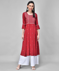 ANGITA Women Embroidered A-line Kurta - Buy ANGITA Women Embroidered A ...