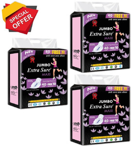 Jumbo Extra Sure Sanitary Pads for Women with Wings | Dry-net Surface ...