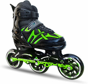 Jaspo RADAR GREEN ADJUSTABLE INLINE SKATES WITH 100 MM PU WHEEL FOR 9 ...
