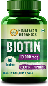 Himalayan Organics Biotin 10000mcg with Keratin + Piperine Supplement ...