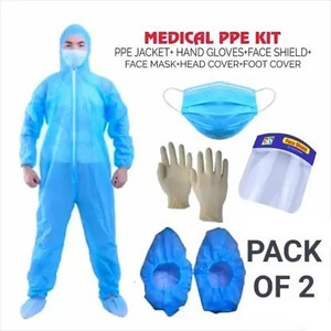 HRRH PPE KIT with Full Body Coverall, Latex Gloves, Shoe Cover, Face ...