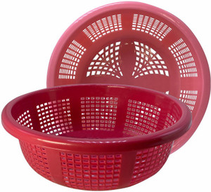 Wonder Plastic Prime Kusum Fruit Basket Set, 4 Pcs Tokri 4 Ltr, Red ...