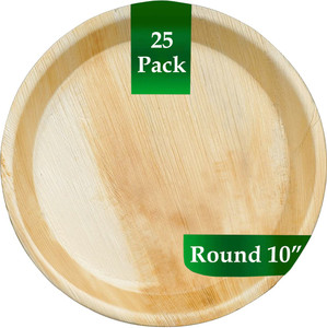 TruSwag Disposable Wooden Plates Round 10" Areca Palm Leaf Plates ...