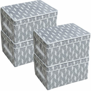 HomeStrap Pack of 4 Printed Foldable Cubes Flap closer Storage Box ...