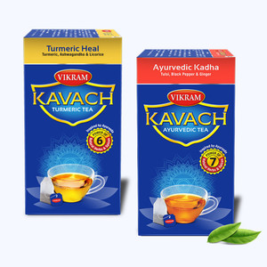 Vikram Kavach Ayurvedic Kadha Herbal Tea bag and Kavach Turmeric Heal ...