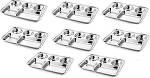 GIRGIT Lion Stainless steel bhojan thali / compartment plate (8 ...