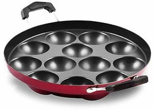 DRIZZLE 12 Cavities Non Stick Appam Patra with Lid Standard Idli Maker ...