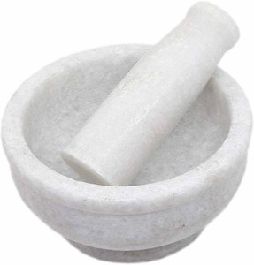 YES STYLE Makrana White Marble Kharal/Khalbatta/Mortar and Pestle/Imam ...