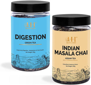 HEALTHY & HYGIENE Digestion Green Tea (Jar-50g) + Indian Masala chai ...