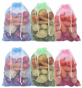HomeStrap Drawstring Mesh Reusable Fridge Storage Bag for Fruits ...