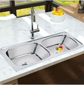 Caisson (45" X 20" X 9"Inch) oval double bowl stainless steel Chrome ...