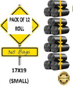 Hercai DUSTBIN BAG ROLL SIZE -17*19[12 ROLL] Small 10L L Garbage Bag ...