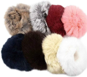 AVEU Fluffy Fur Rubber Bands for Girls (Set of 6) Rubber Band Price in ...