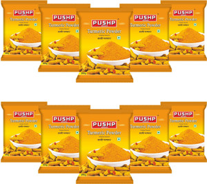 Pushp Brand Natural Turmeric / Haldi Powder Pouch (Pack of 10, 200g in ...